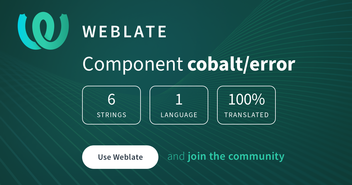 cobalt/error — English @ Weblate